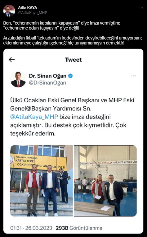 Sinan Oğan'ın Erdoğan tercihine tepki yağdı: Cehenneme odun taşıdın