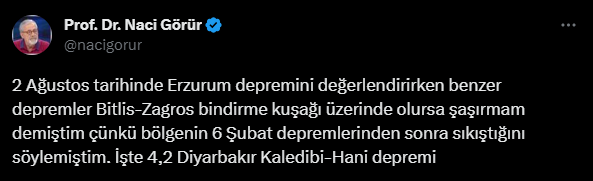 Naci Görür: Bitlis-Zagros üzerinde deprem olursa şaşırmam demiştim